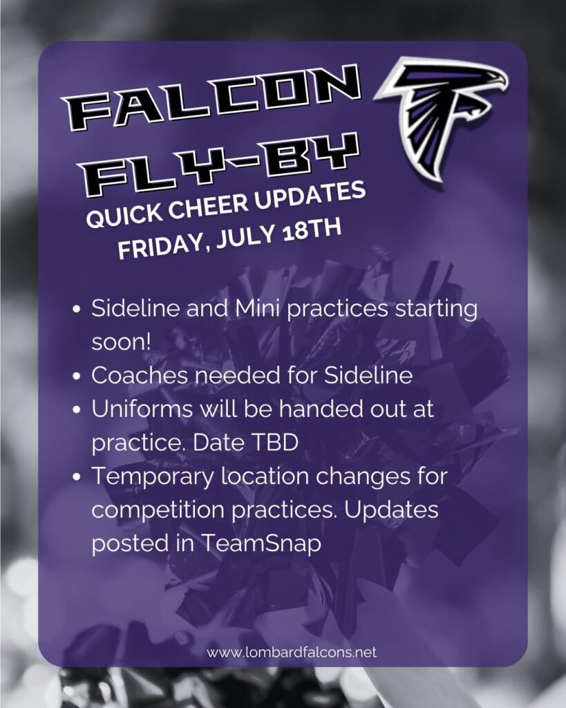 Falcon Fly-By 7/18/25 – Cheer Updates – Lombard Falcons Junior Football ...