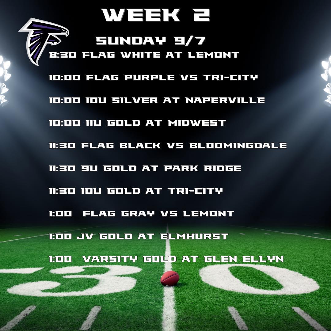 Week 2 Sunday Schedule – Lombard Falcons Junior Football League